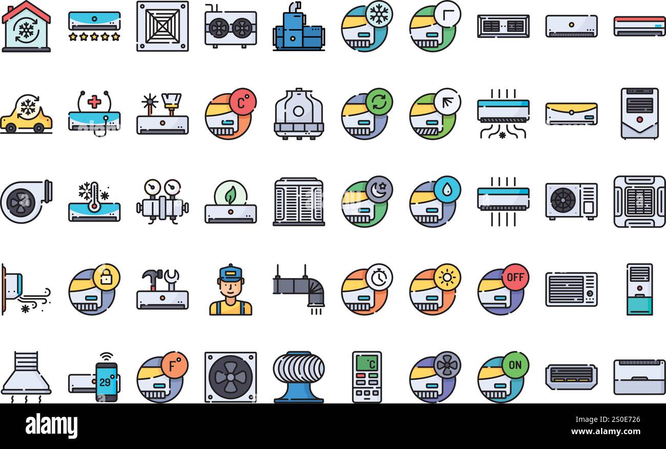 Air conditioner icons High-Quality Vector Icons Collection with ...