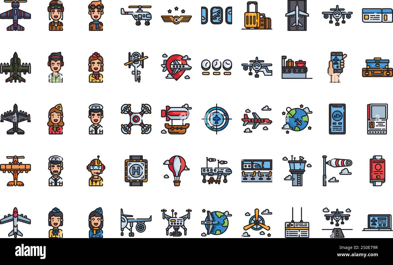 Aviation icons High-Quality Vector Icons Collection with Editable ...