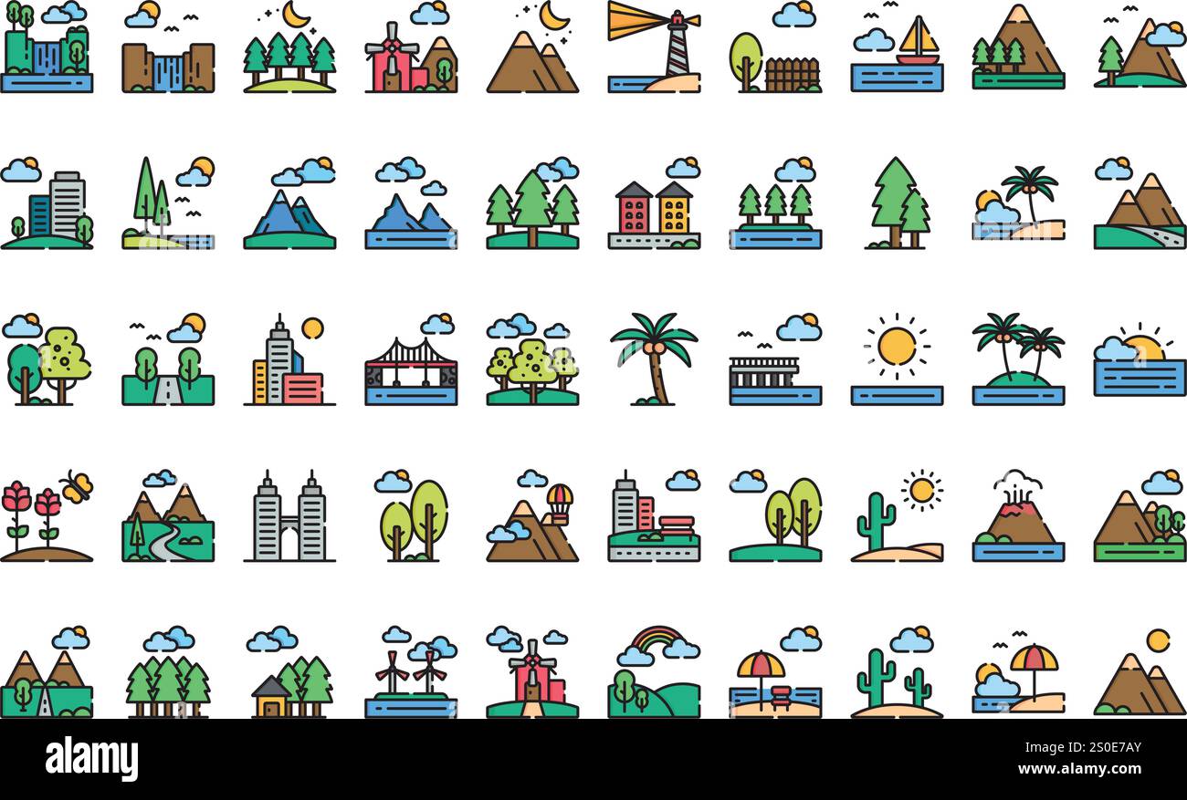 Landscape icons High-Quality Vector Icons Collection with Editable ...