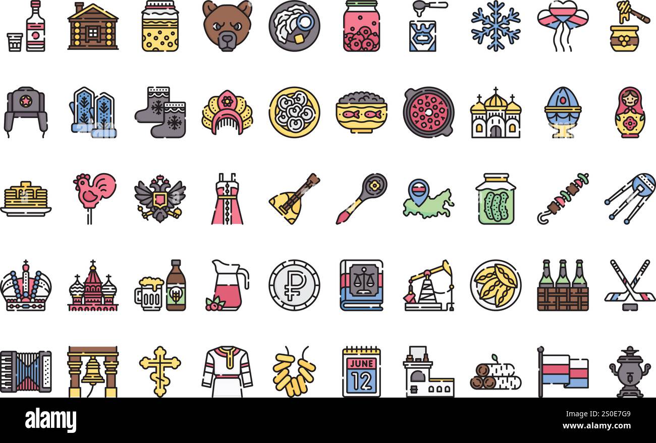 Russia day icons High-Quality Vector Icons Collection with Editable ...