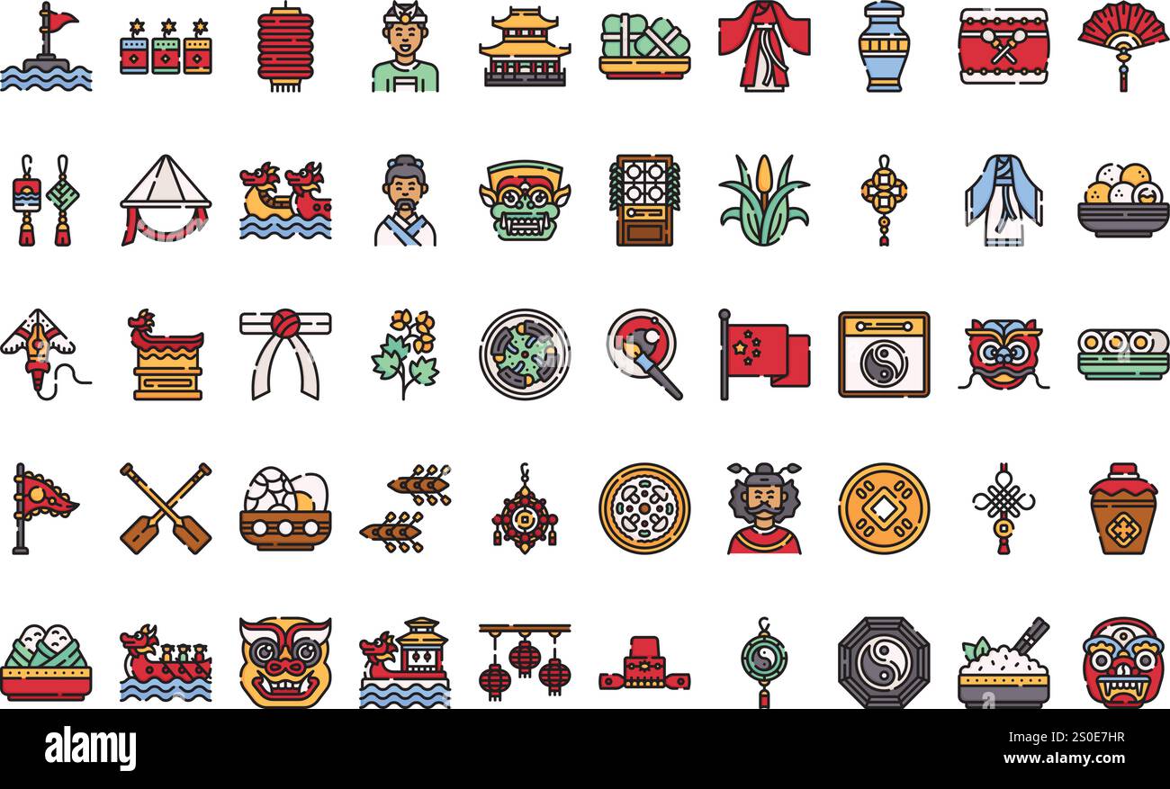 Dragon boat festival icons High-Quality Vector Icons Collection with ...