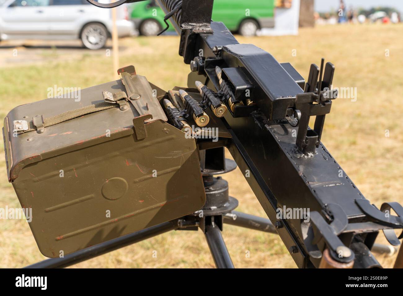 Old Soviet anti-aircraft machine gun with ammunition dispenser Stock Photo - Alamy