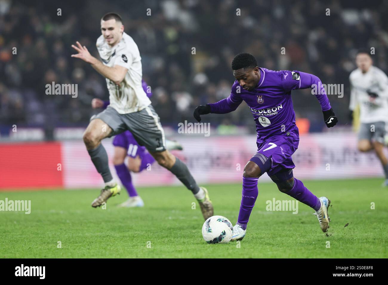 Brussels, Belgium. 27th Dec, 2024. Anderlecht's Francis Amuzu pictured in action during a soccer ...