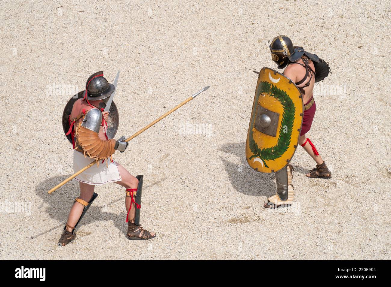 Gladiators fight in a historical arena Stock Photo - Alamy
