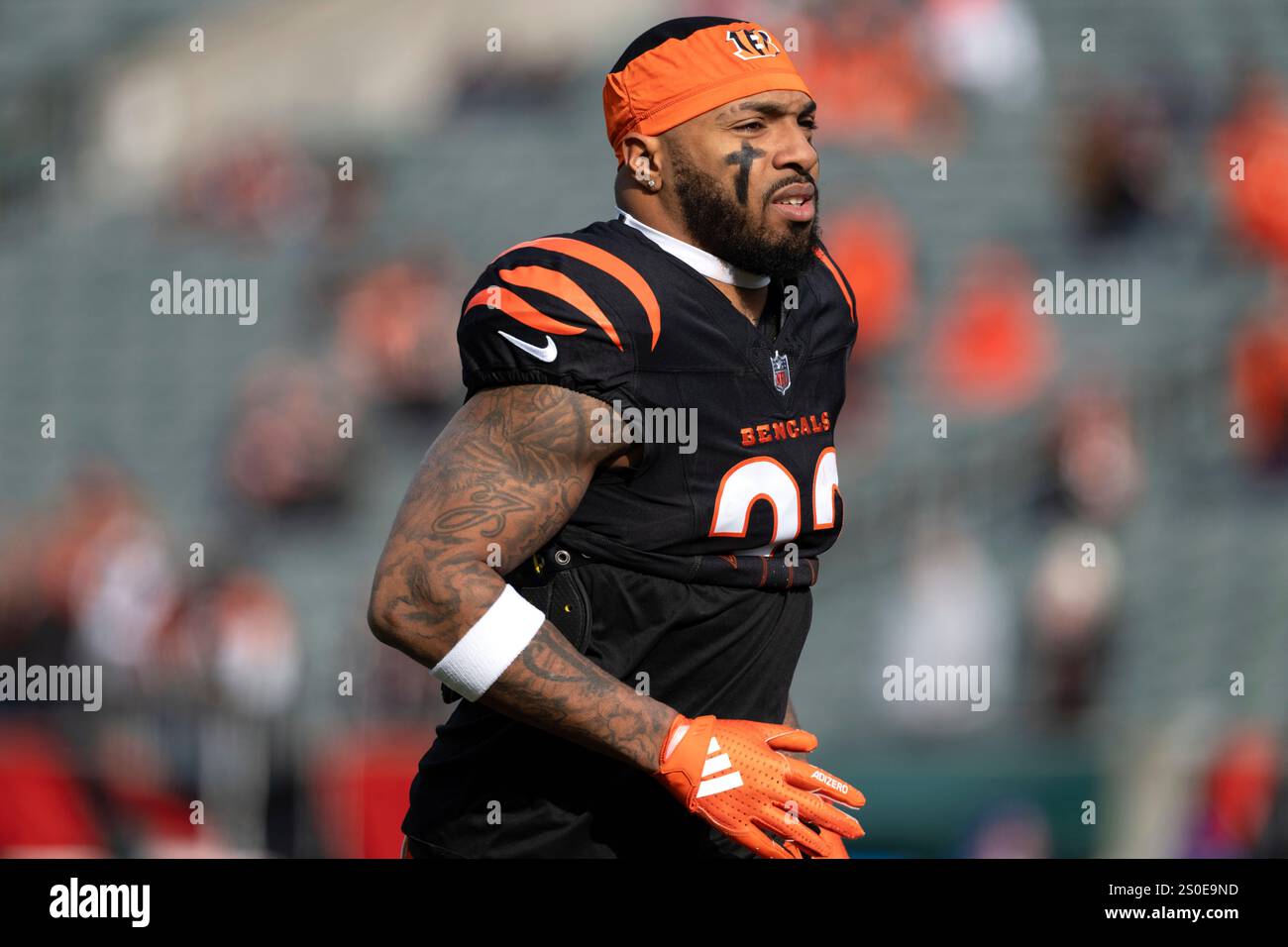 Cincinnati Bengals running back Trayveon Williams warms up the first ...