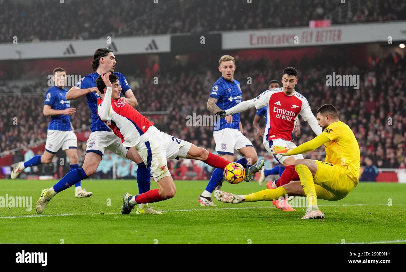 Arsenal's Kai Havertz has a shot on goal during the Premier League ...