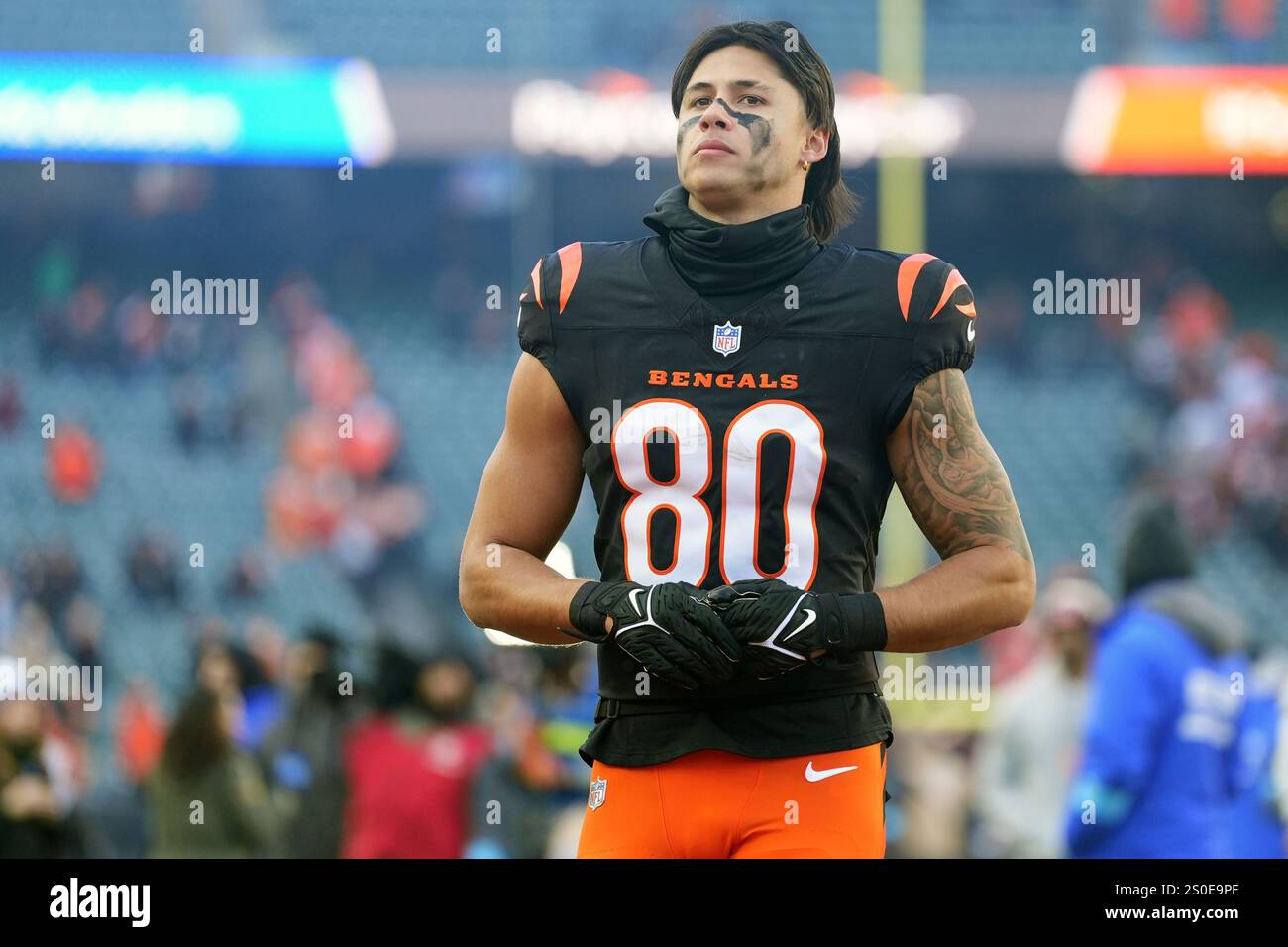 Cincinnati Bengals wide receiver Andrei Iosivas walks off the field after a win against the ...