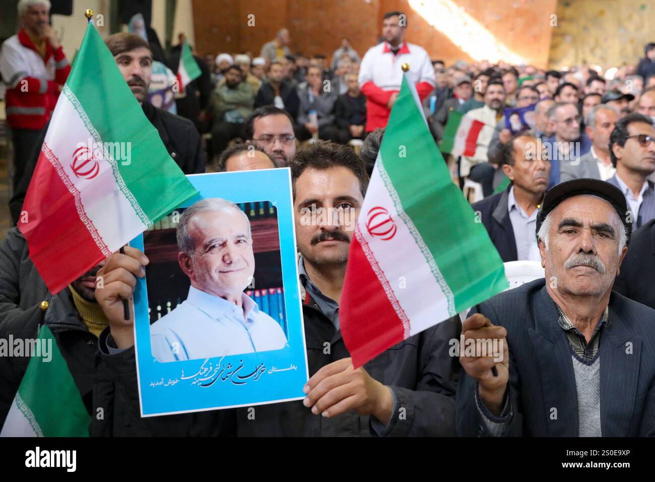 Bojnourd, North Khorasan, Iran. 27th Dec, 2024. People attend a meeting ...