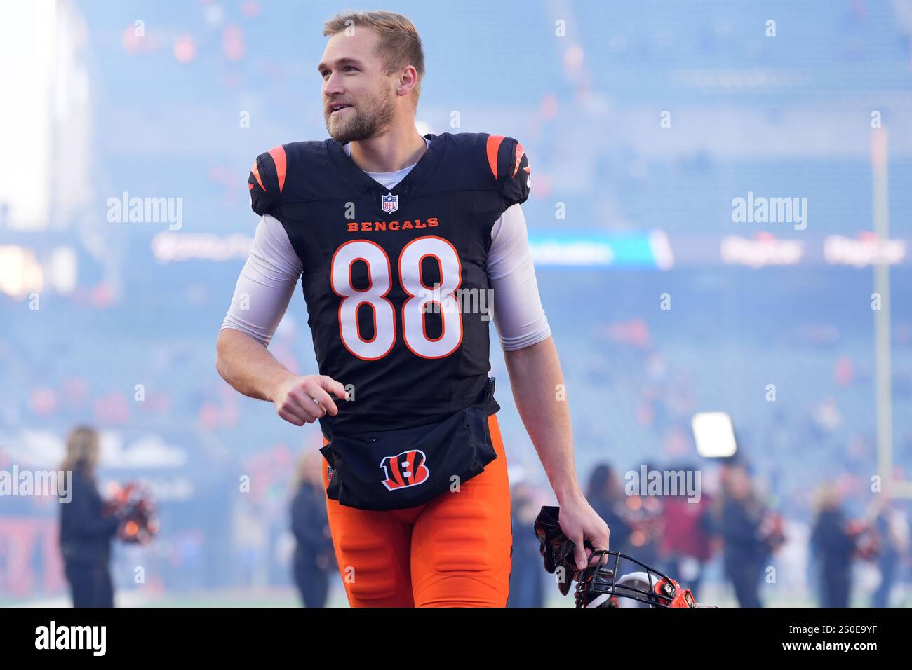 Cincinnati Bengals tight end Mike Gesicki walks off the field after a ...