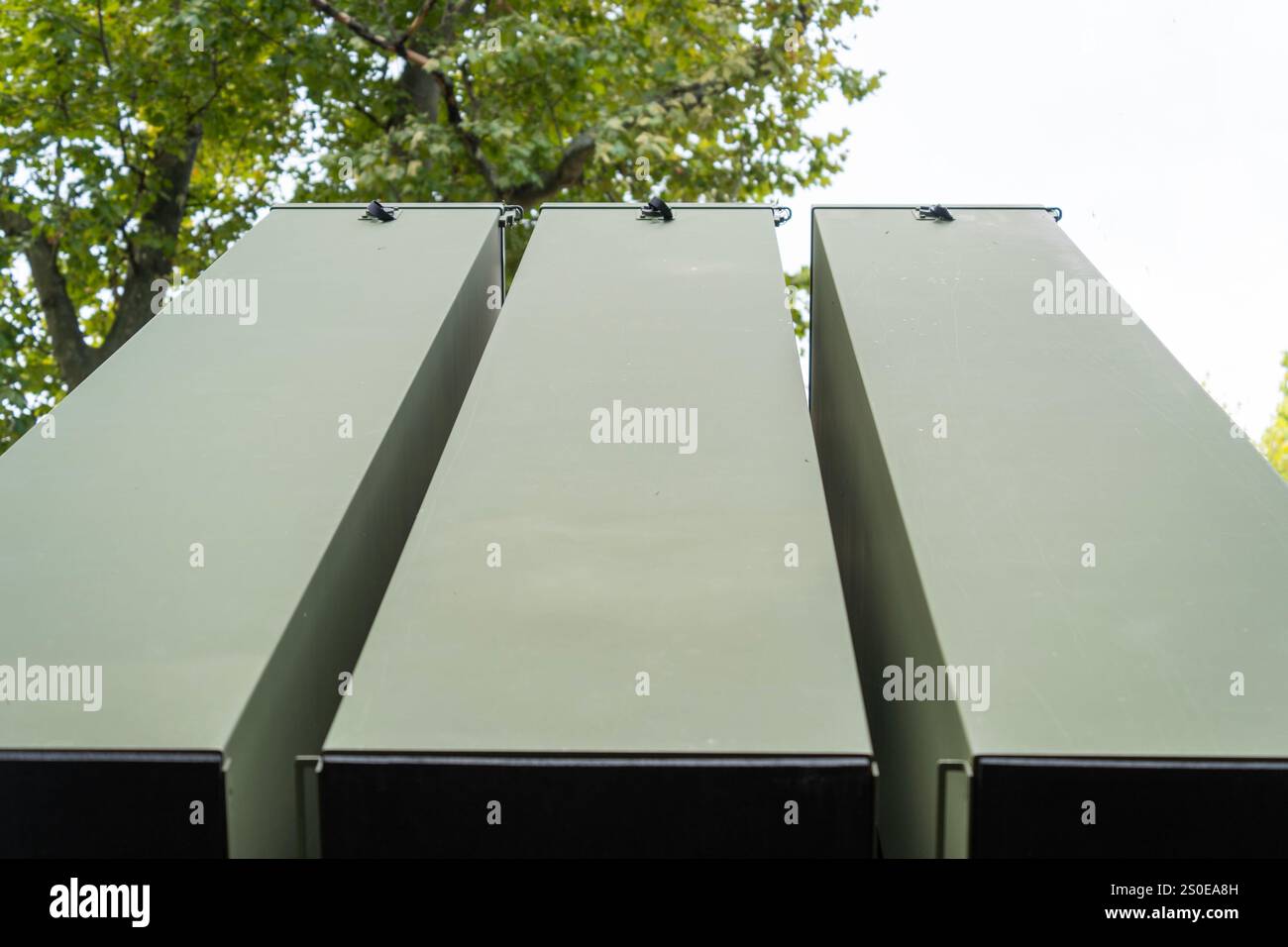 Green painted modern NASAMS air defense missile system launch ...