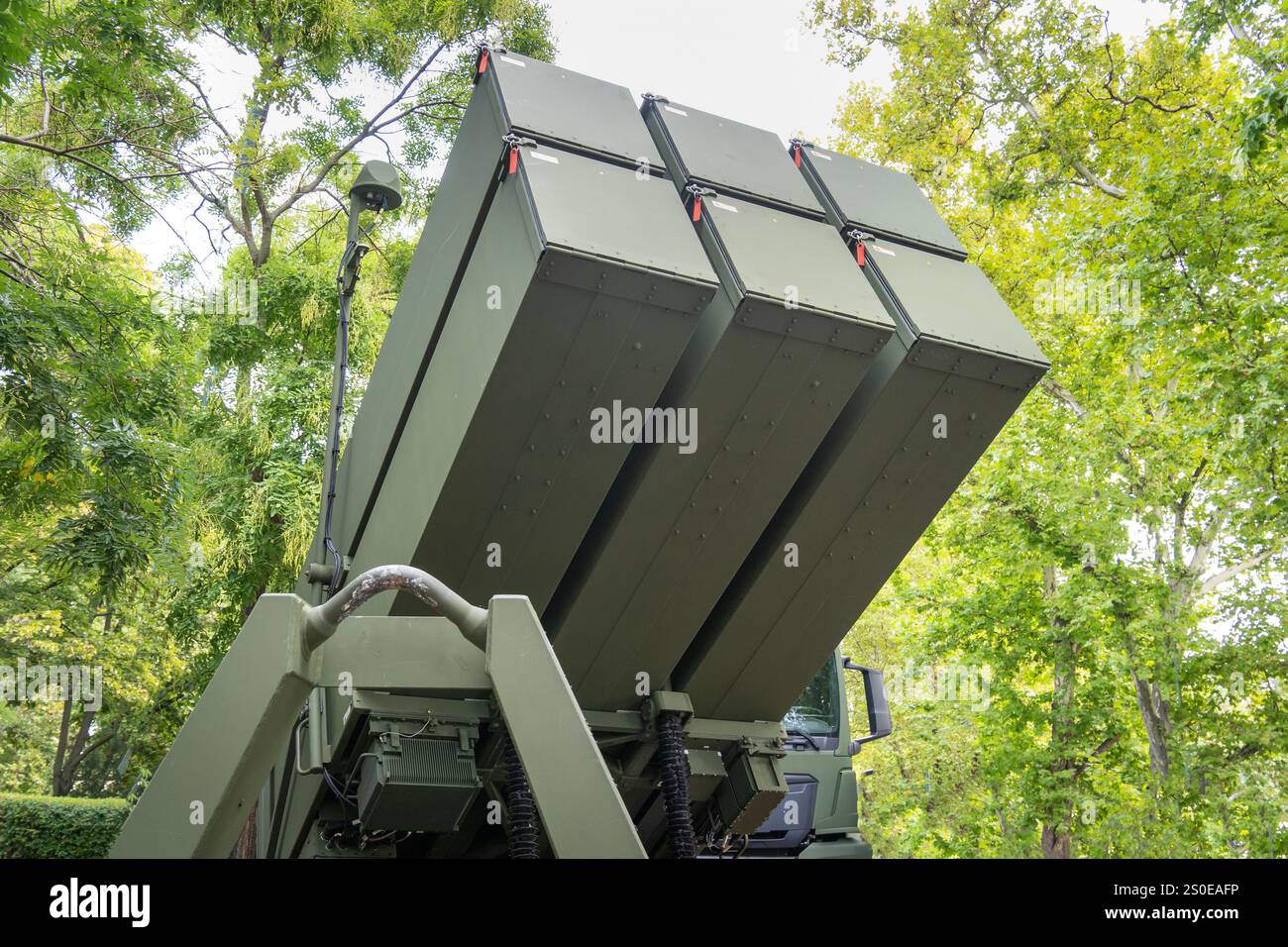 Green painted modern NASAMS air defense missile system launch ...