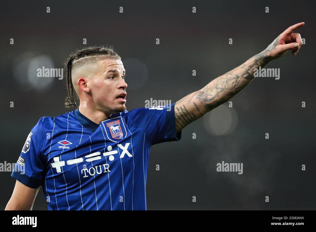 Kalvin Phillips of Ipswich Town gives his teammates instructions during ...