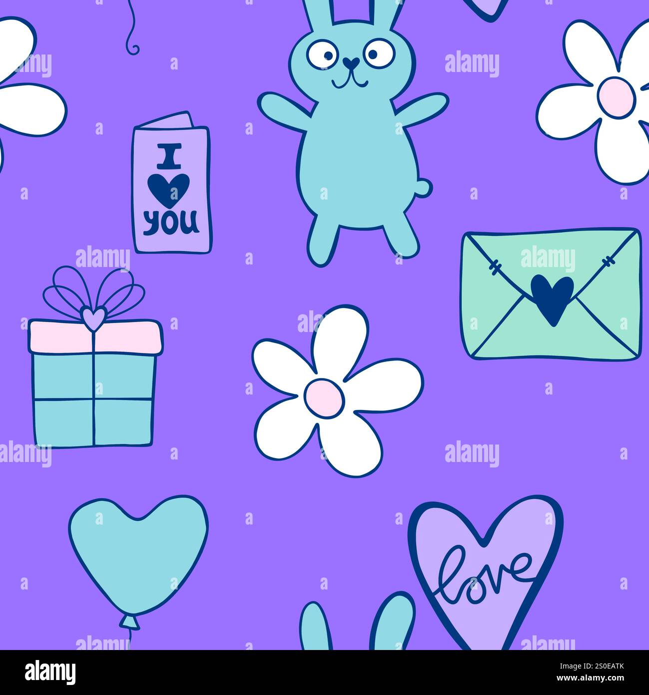 Valentine love hearts seamless 14 February pattern for wrapping paper ...