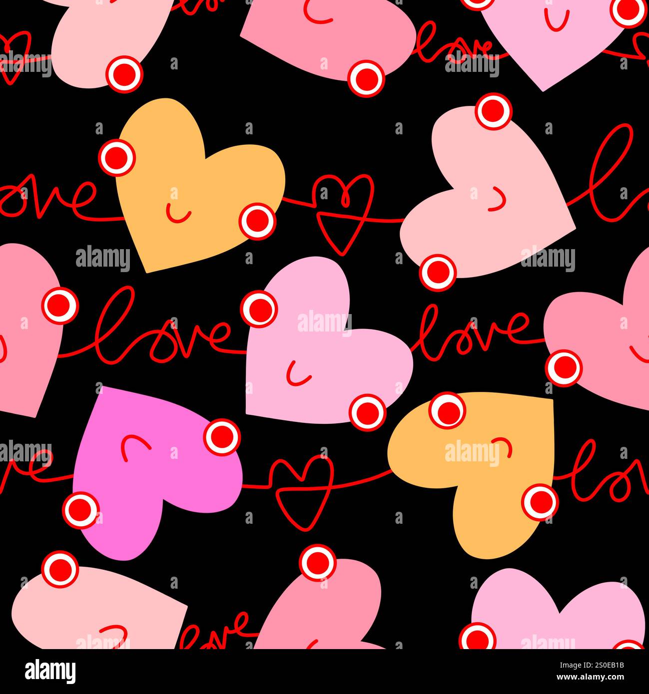 Valentine love hearts seamless 14 February pattern for wrapping paper ...