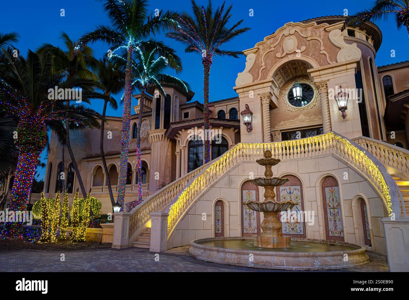 Hutchinson Island Mansion (Robert Eustace estate). Christmastime ...