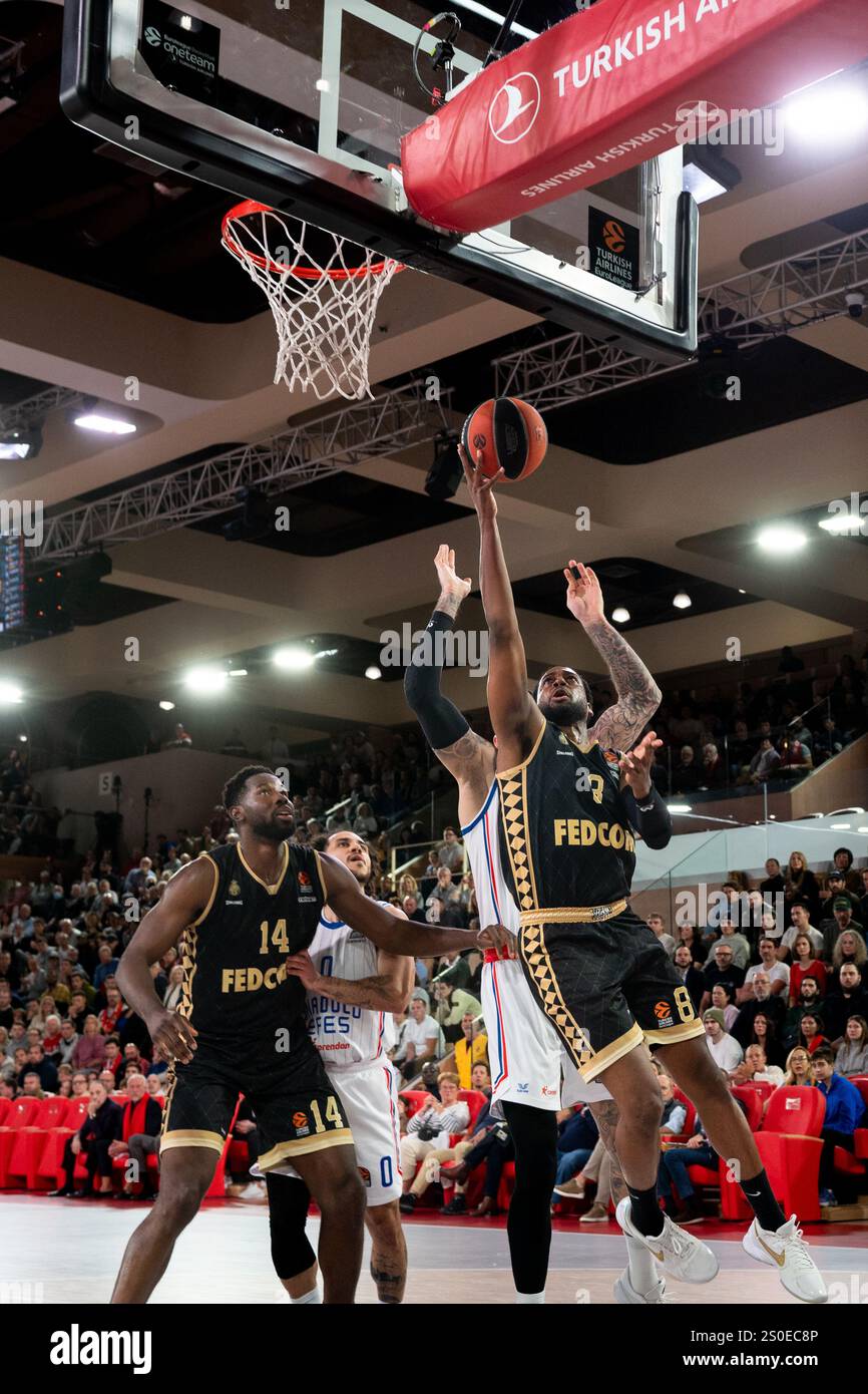Monaco, Monaco. 26th Dec, 2024. As Monaco player #8 Jordan Loy, #14 Mam ...