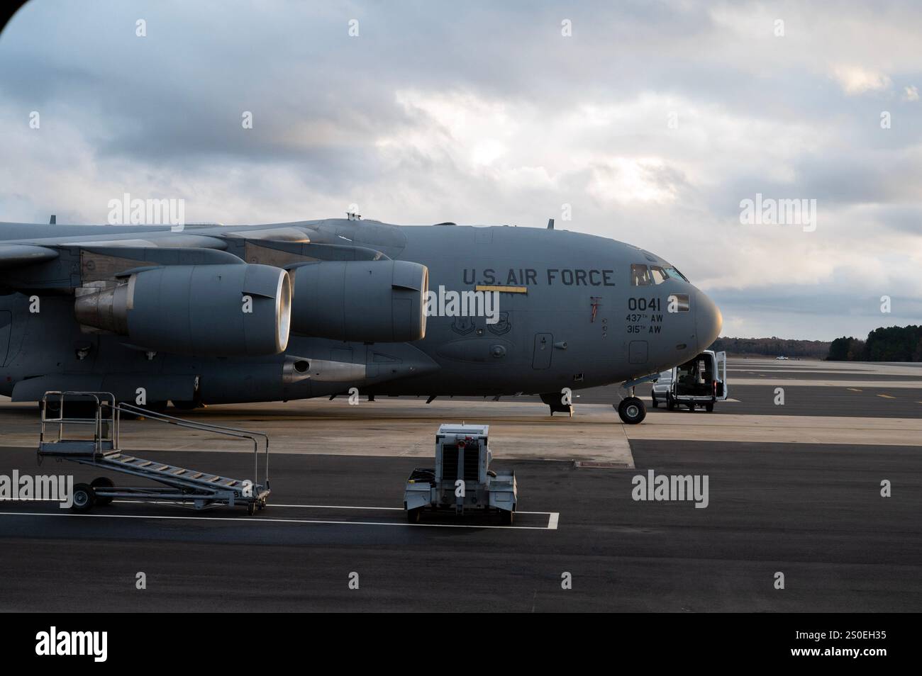 A C-17 Globemaster III cargo aircraft assigned to the 437th Operations ...