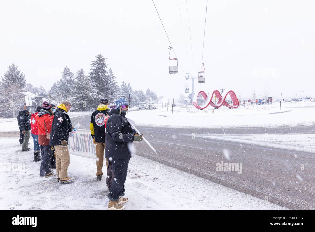 Snydervilled, Utah, USA. 27th Dec, 2024. Vail ski patrol employees hold ...