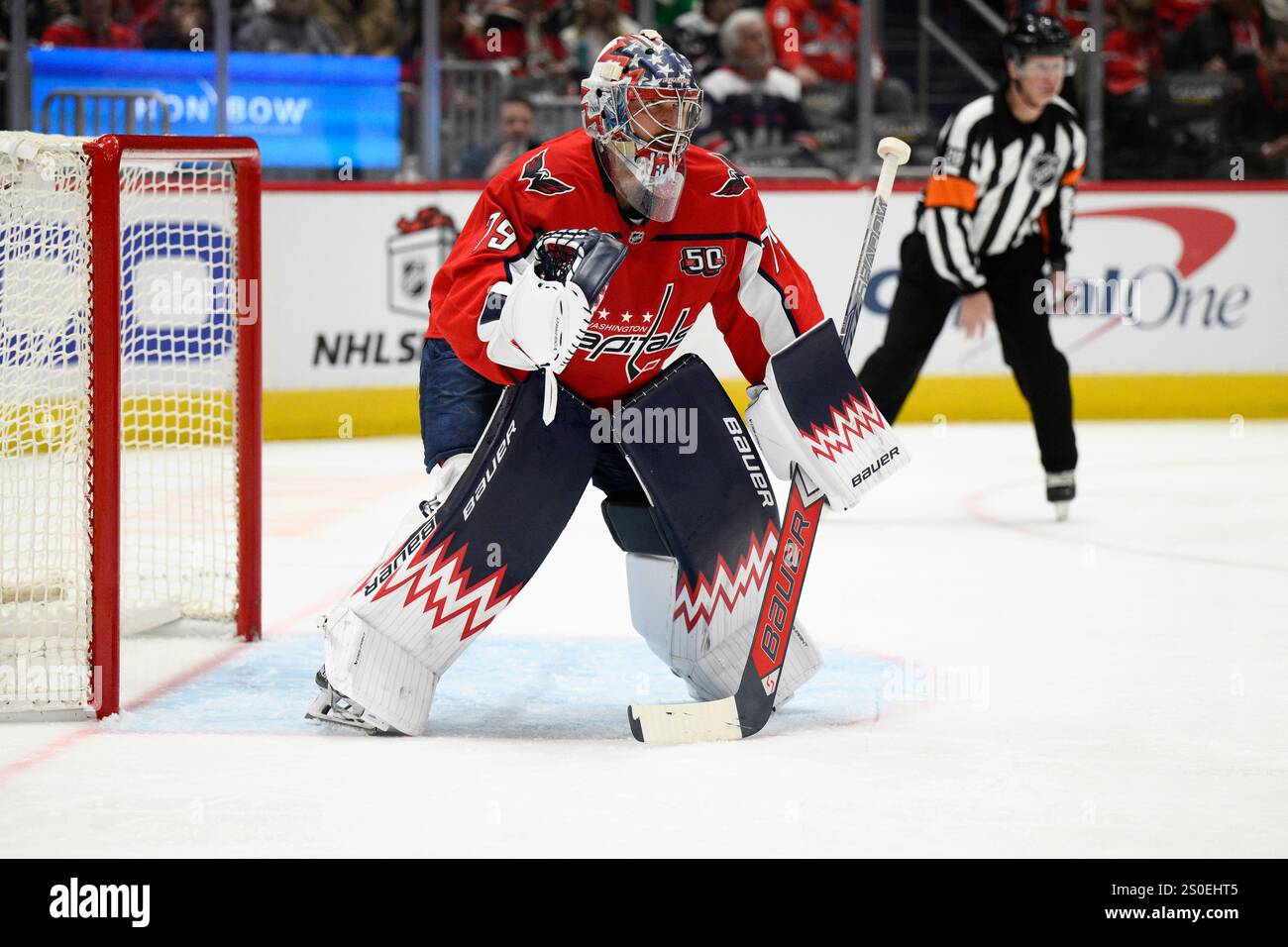 Washington Capitals goaltender Charlie Lindgren (79) in action during ...