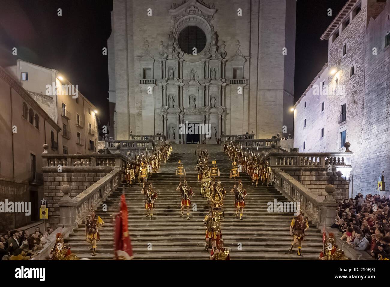 Traditional Spanish Holy Week procession on Holy Friday in Girona ...
