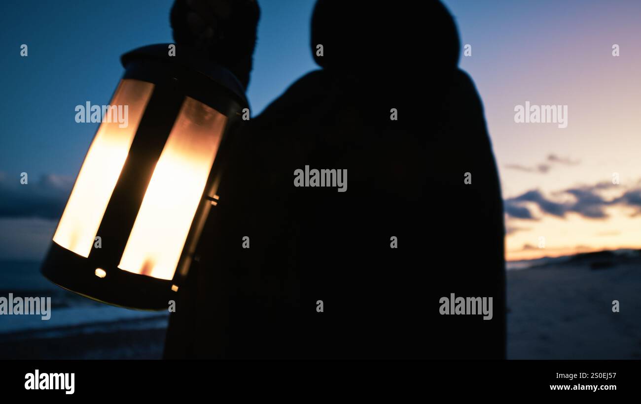 Waving Lantern In The Hands Of The Monk Stock Photo - Alamy
