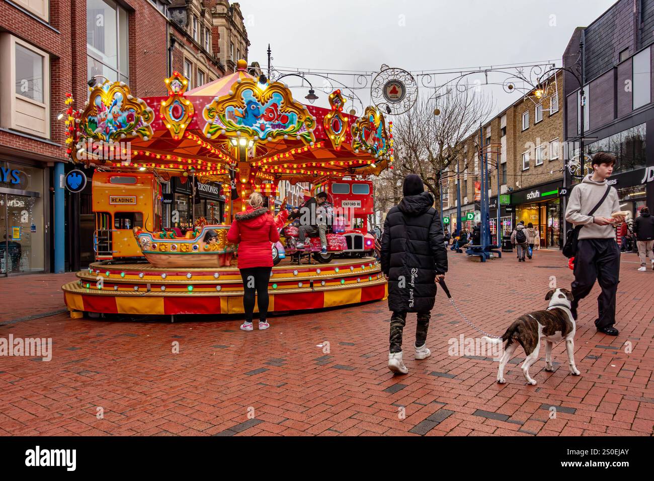 A view along Broad Street in Reading, Berkshire, UK in December 2024 ...