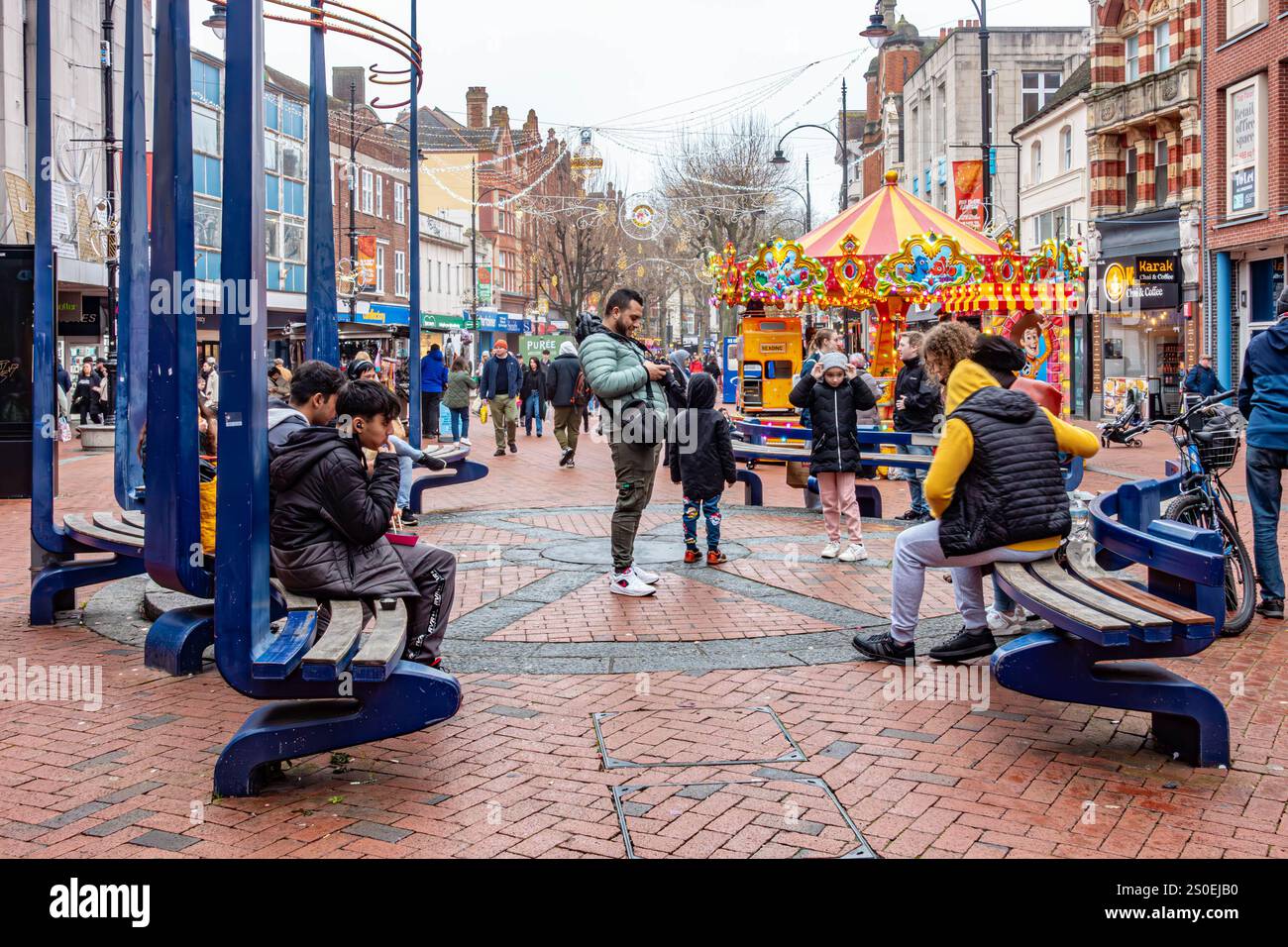 A view along Broad Street in Reading, Berkshire, UK in December 2024 ...