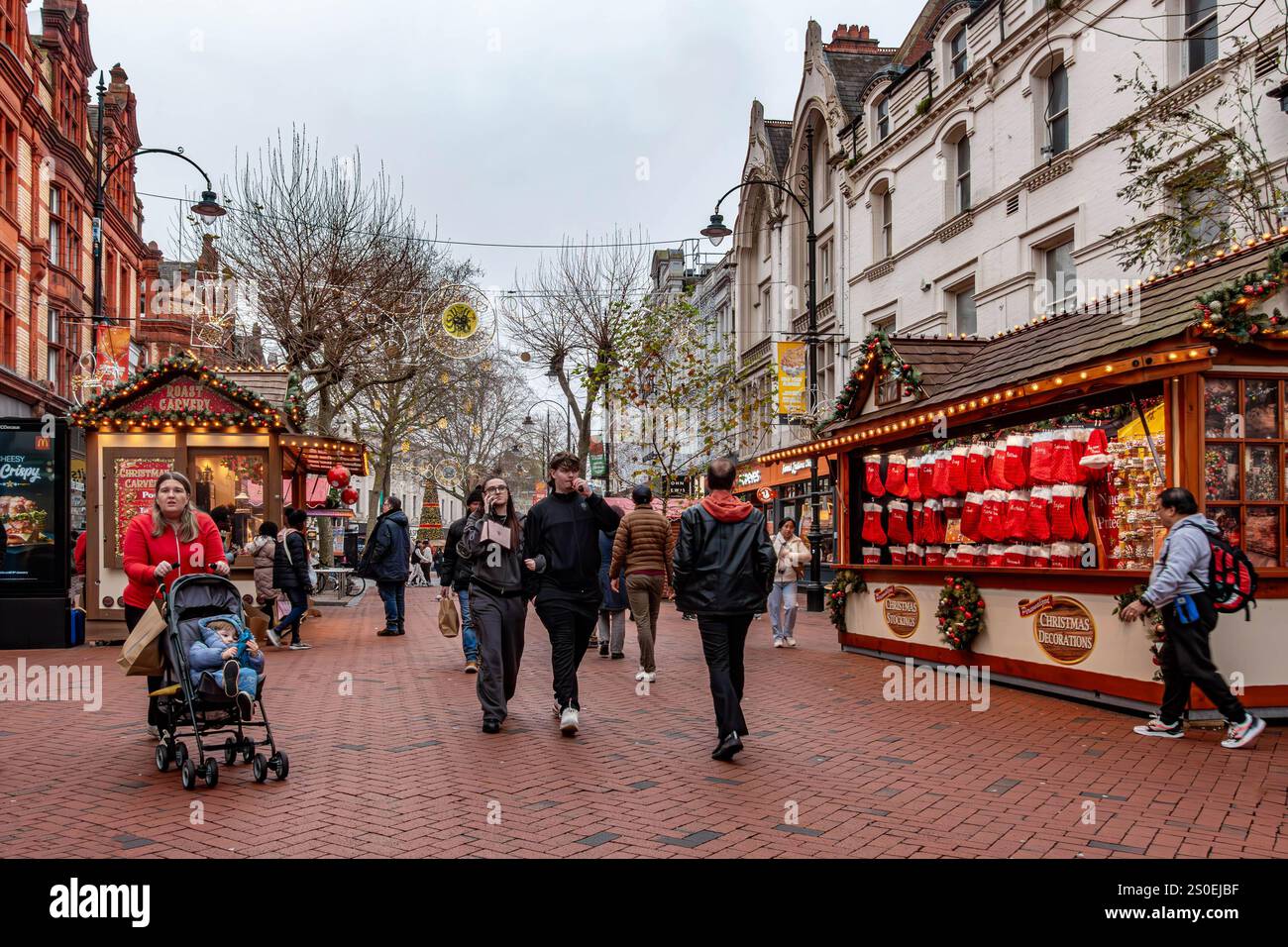 A view along Broad Street in Reading town centre in Berkshire, UK in ...