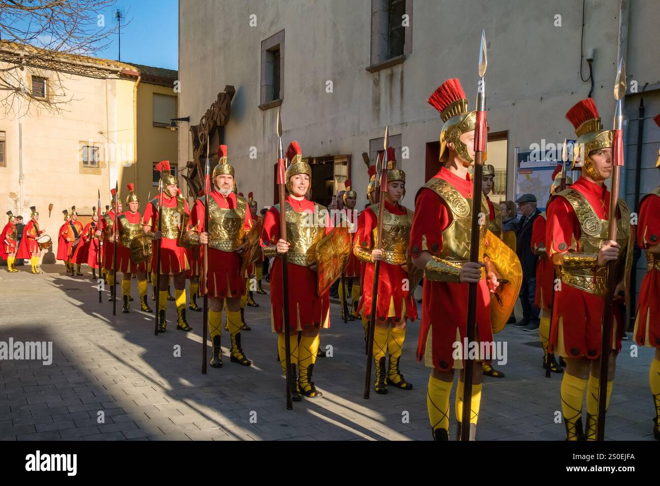 Roman soldiers marching during Holy Week or Semana Santa in Verges ...