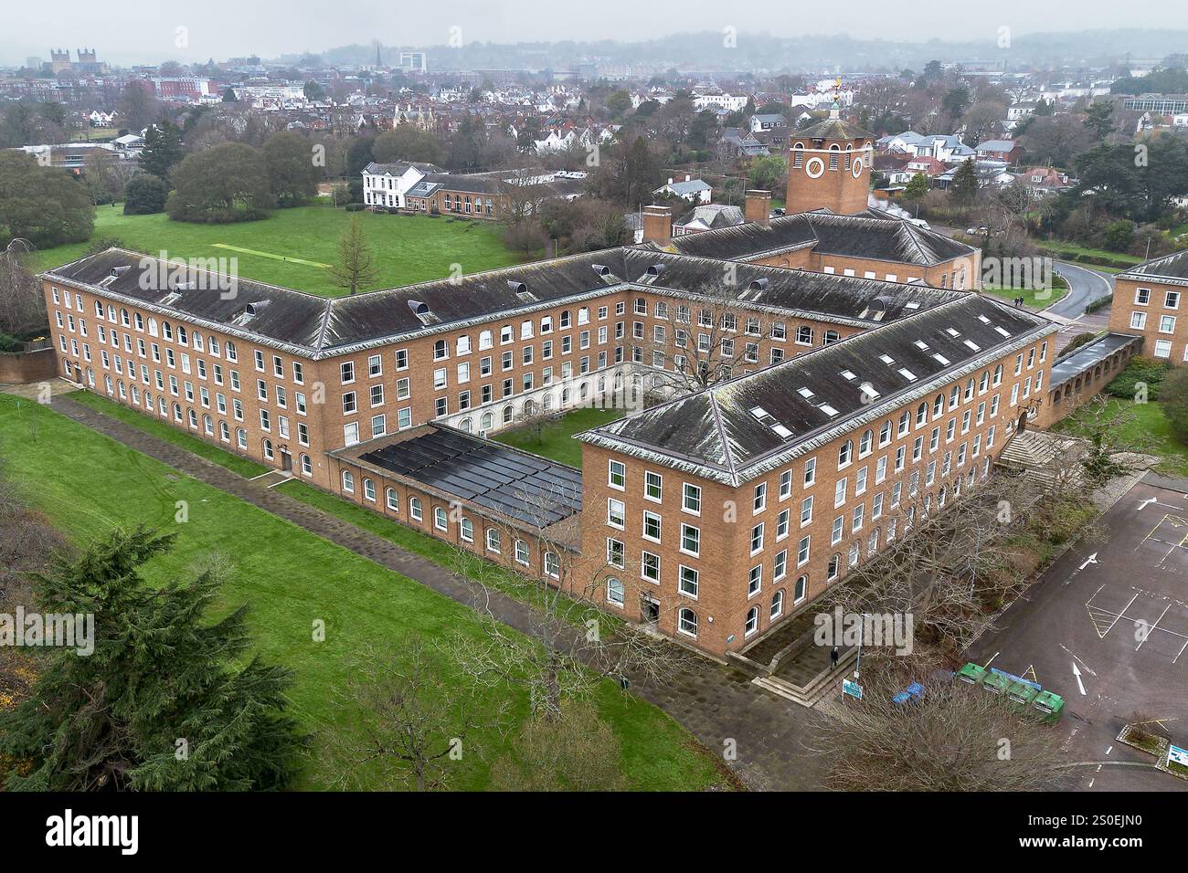 General view of County Hall in Exeter, Devon, the Headquarters and ...