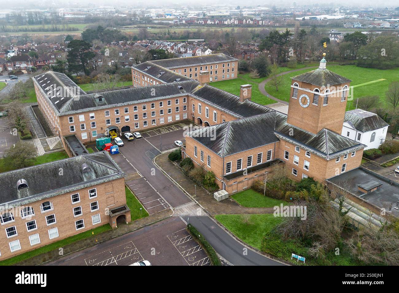 General view of County Hall in Exeter, Devon, the Headquarters and ...