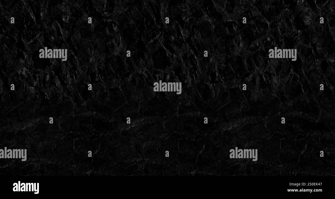 Volumetric rock texture with cracks. Black stone background with copy ...