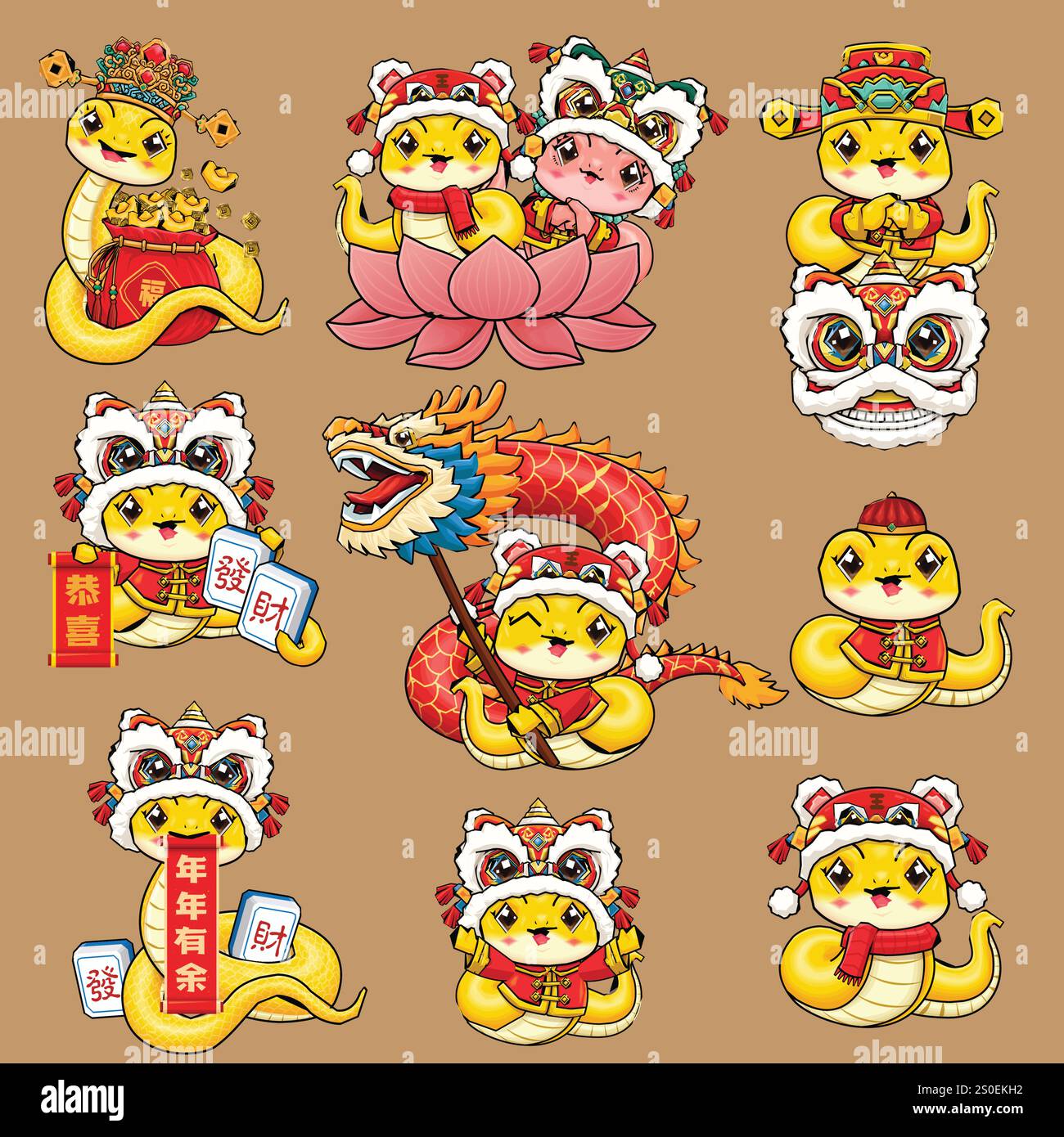 Vintage Chinese new year poster design with snake. Chinese wording ...