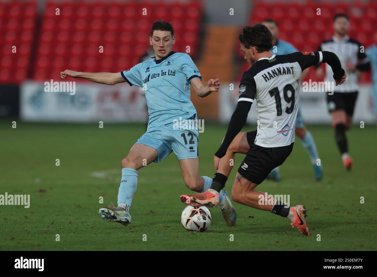 Hartlepool United's Joe Grey battles for possession with Gateshead's ...