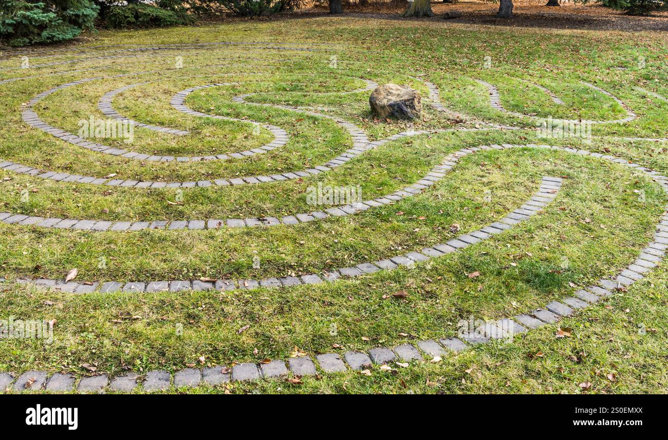 Edmonton, Canada,October 26, 2024:The classical 7-curcuit labyrinth ...