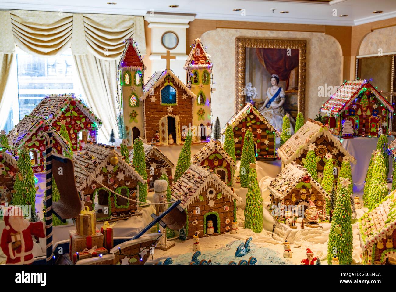 Gingerbread house christmas display on board Cunard Queen Elizabeth ...
