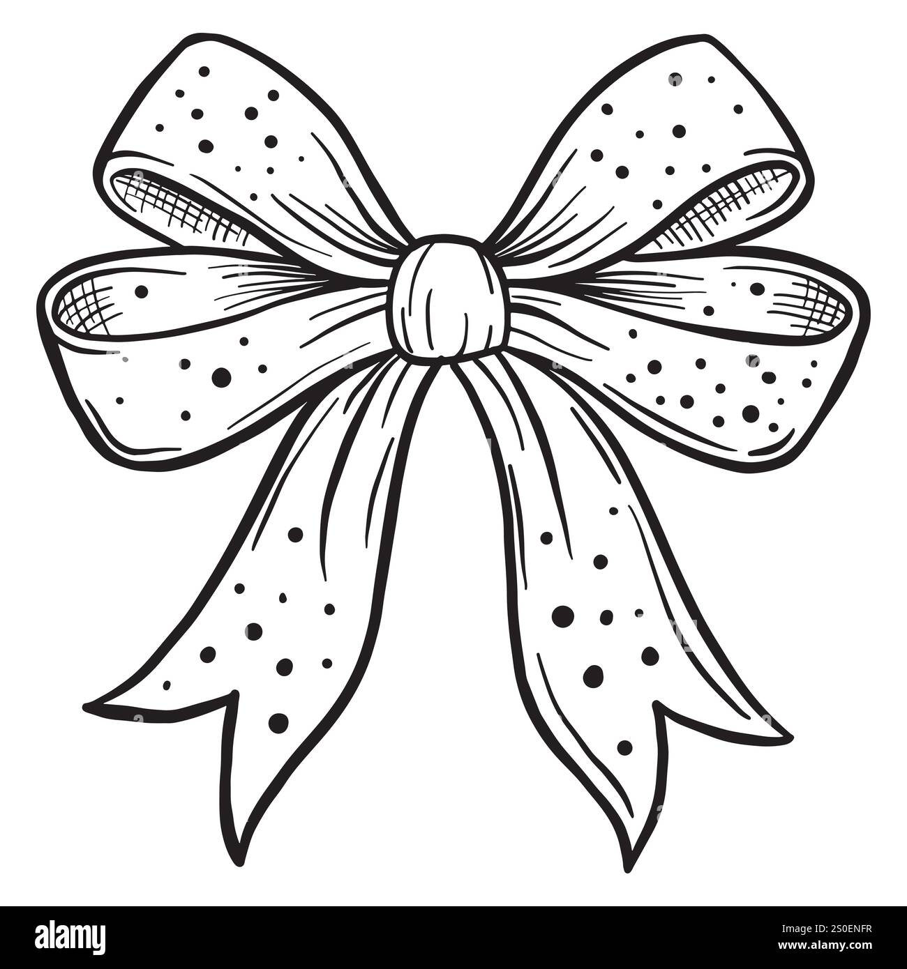 Hand drawn stylized vector bow design element. Perfect for Christmas ...