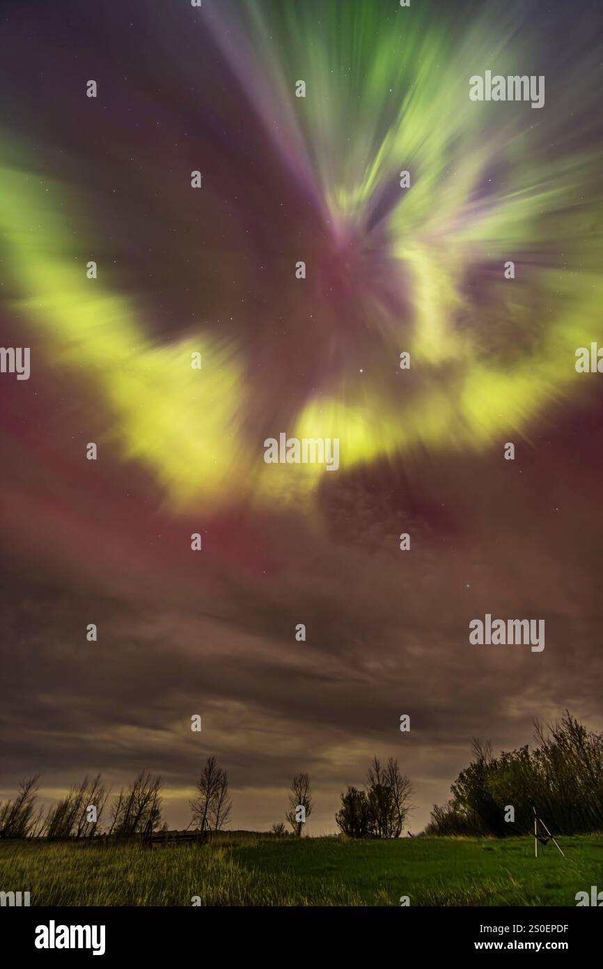 An outburst of a substorm during a display of northern lights, creating ...