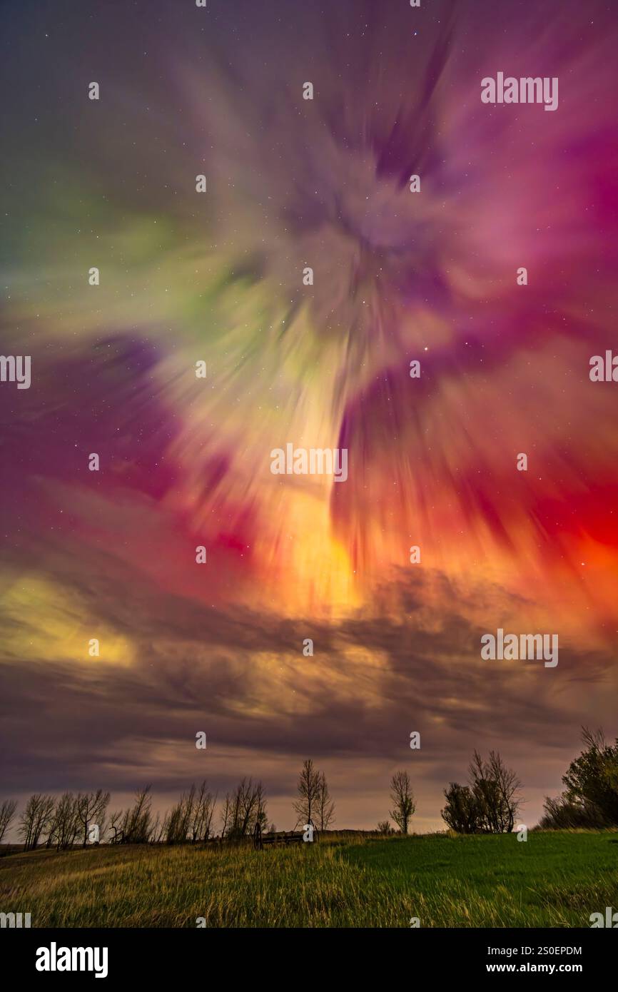 An outburst of a substorm during a display of northern lights, creating ...