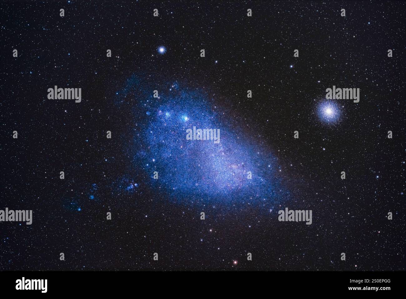 The Small Magellanic Cloud, with globular cluster NGC 104 at right ...