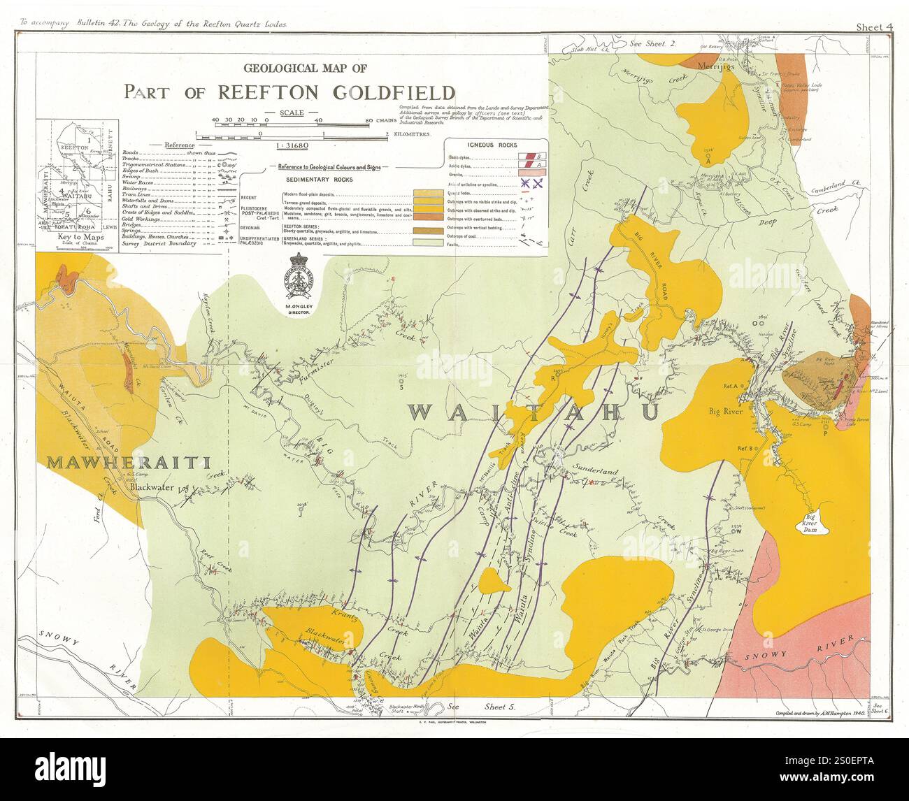 Geological map of part of the Reefton Goldfield, New Zealand, circa ...
