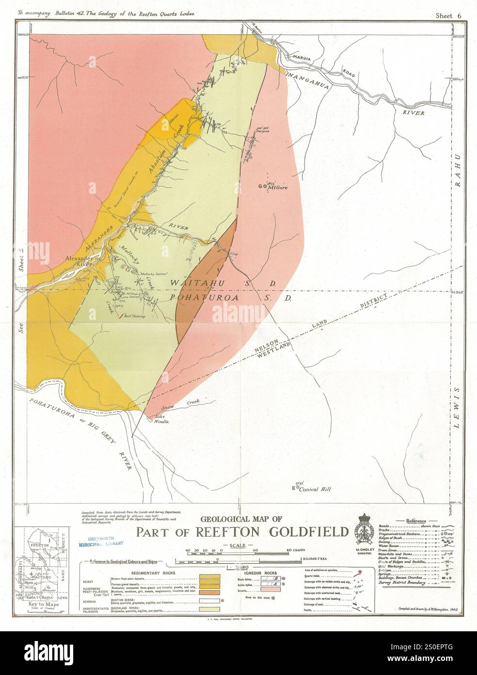 Geological map of part of the Reefton Goldfield, New Zealand, circa ...