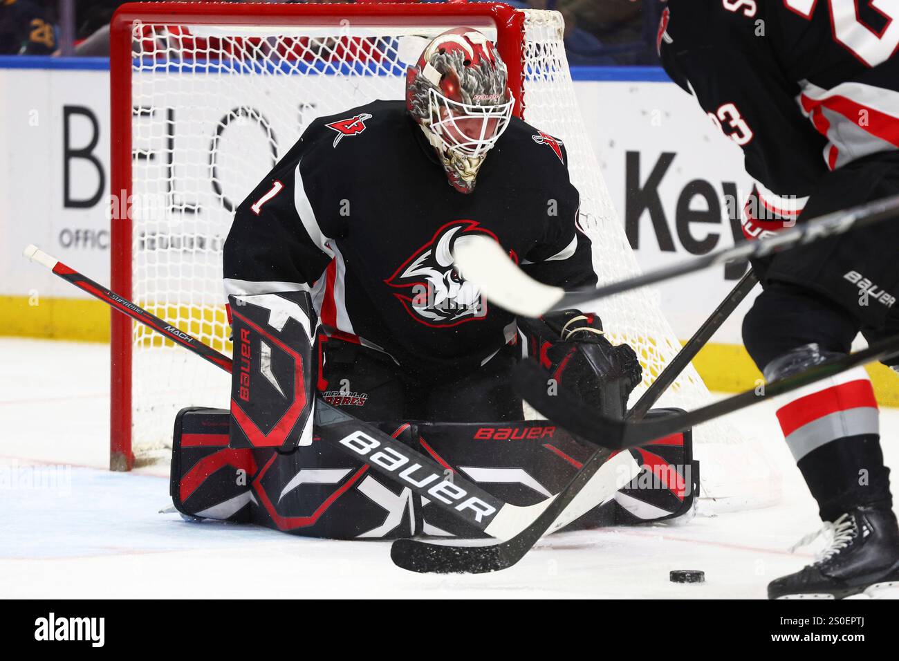 Buffalo Sabres goaltender Ukko-Pekka Luukkonen (1) makes a save during ...