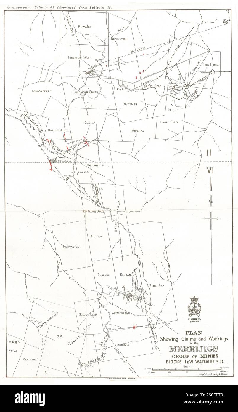 Map of the claims and working in the Merrijigs group of gold mines near ...