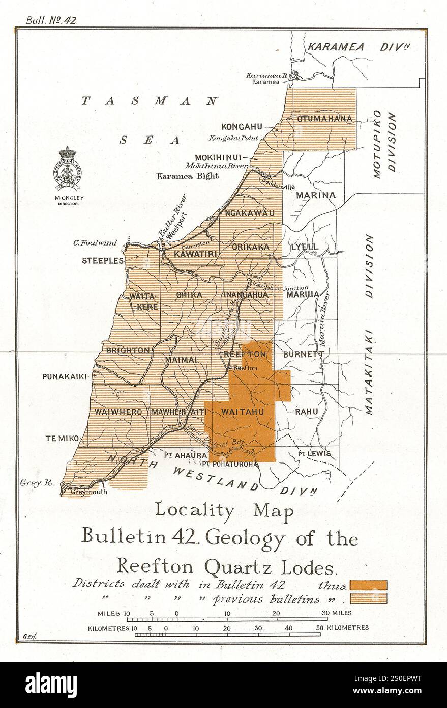 Locality map for the Reefton Quartz Lodes, New Zealand, circa 1942 ...