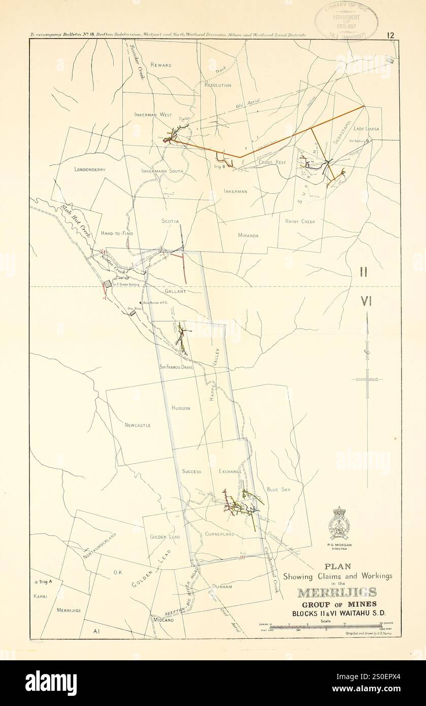 Map of the claims and working in the Merrijigs group of gold mines near ...