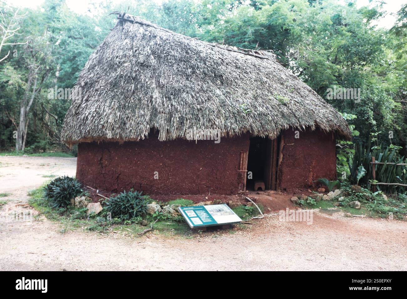 Replica of a Traditional Maya house built with plastered mud,earthen ...