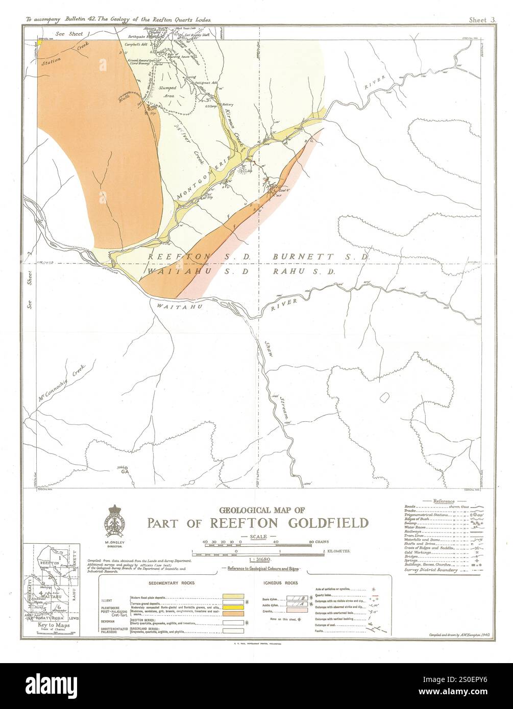 Geological map of part of the Reefton Goldfield, New Zealand, circa ...