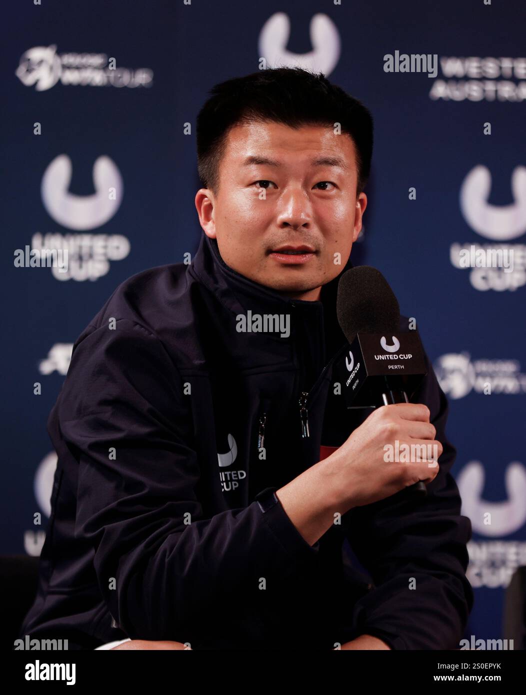 Perth, Australia. 28th Dec, 2024. Wu Di of China speaks during the ...