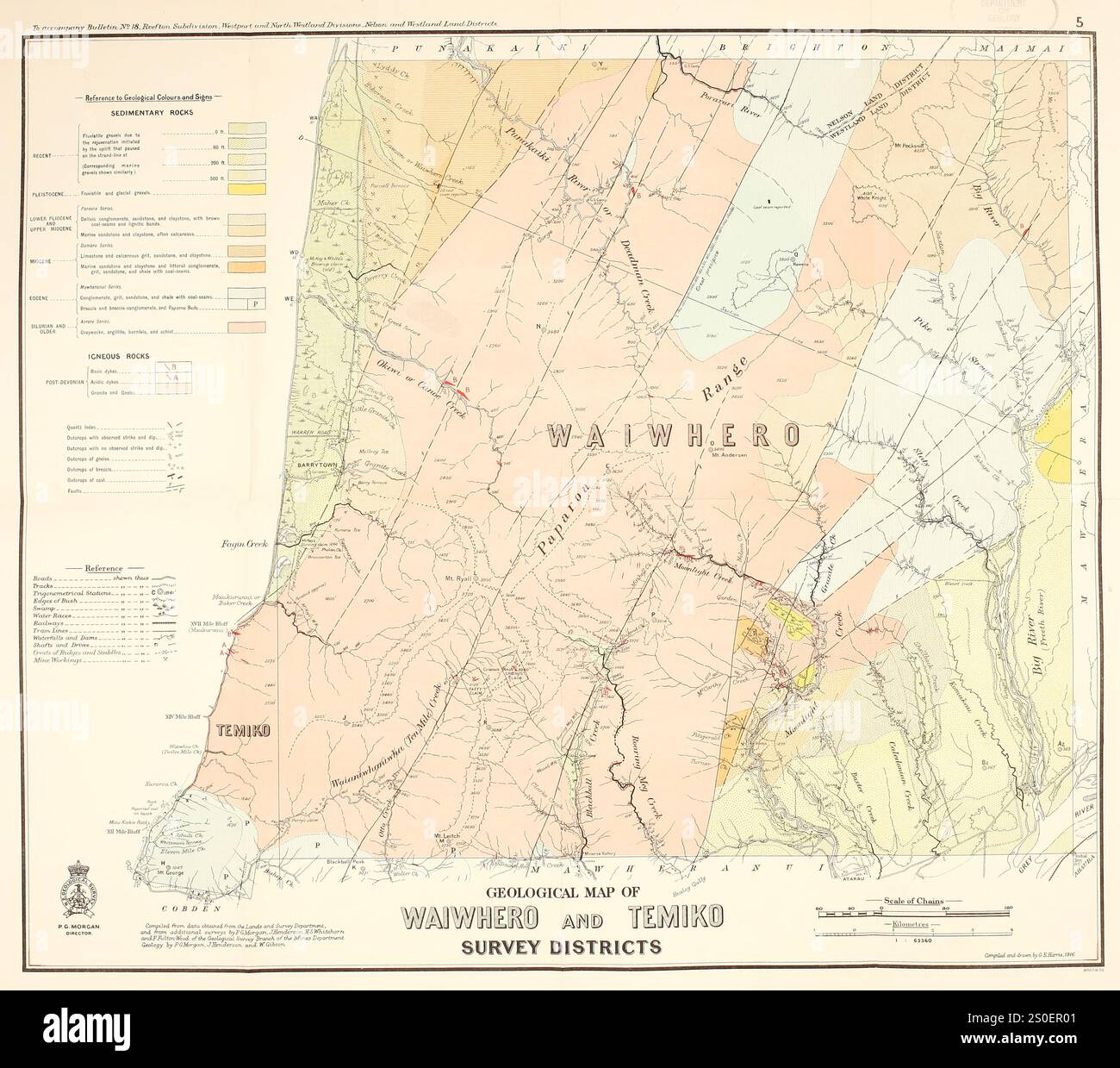 Geological map of the Waiwhero and Temiko districts near Reefton, New ...
